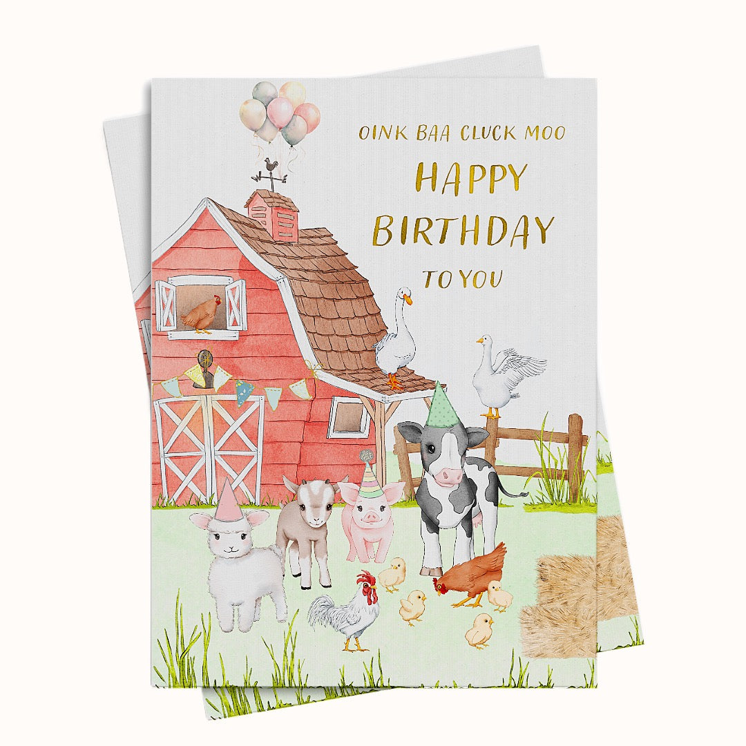 Farm Animals birthday printable greeting card – Vinky Doodles