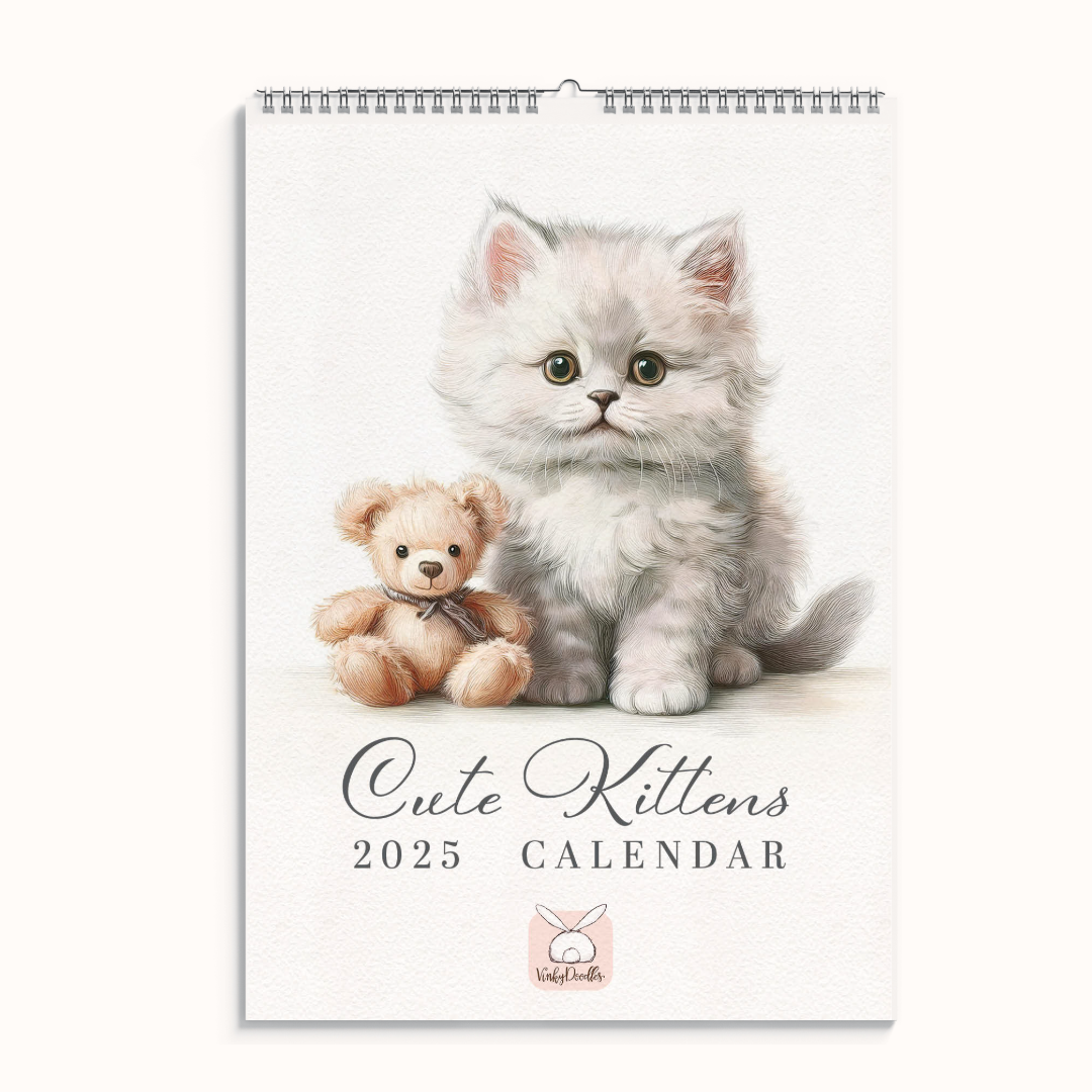 Cute Kittens Printable and Digital Calendar – Vinky Doodles