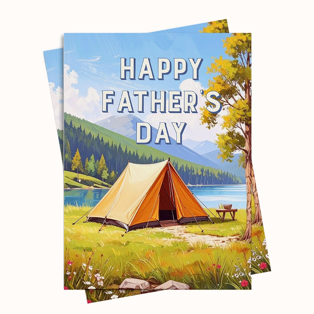 Fathers day camping greeting card printable – Vinky Doodles