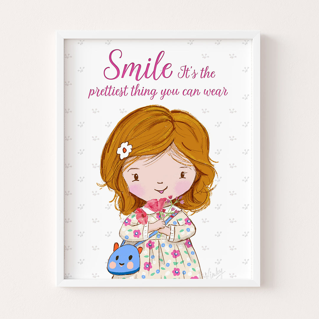Smile little girl wall art – Vinky Doodles