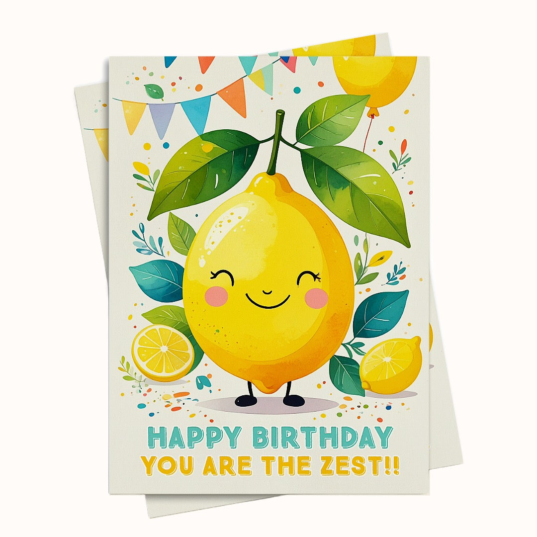 Cute Lemon Zest Birthday Greeting Printable Card – Vinky Doodles