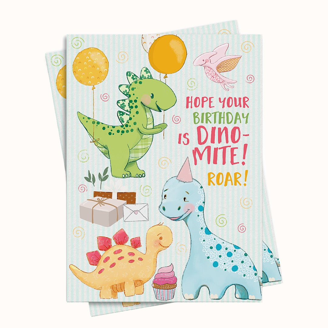 Fun Dino Birthday Greeting Printable Ecard – Vinky Doodles